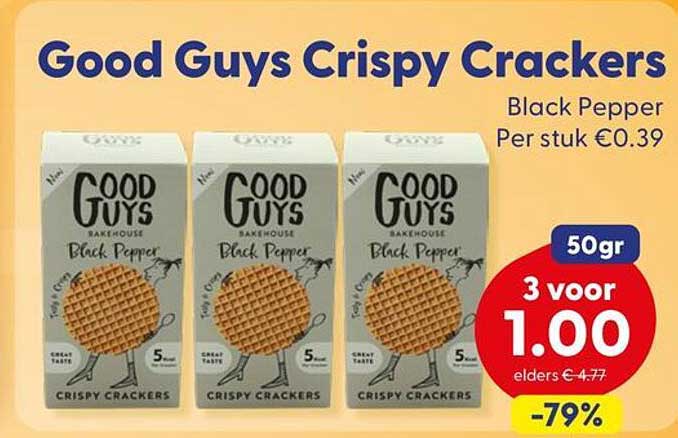 Good Guys Crispy Crackers Black Pepper Aanbieding bij Die Grenze ...