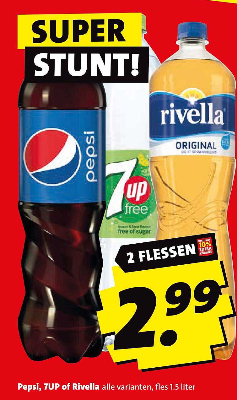 Pepsi, 7Up Of Rivella Alle Varianten, Fles 1.5 Liter Aanbieding bij ...