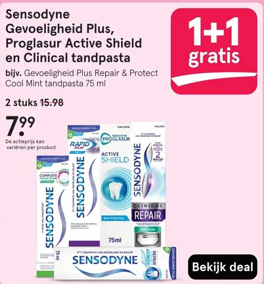 Sensodyne Gevoeligheid Plus, Proglasur Active Shield En Clinical ...