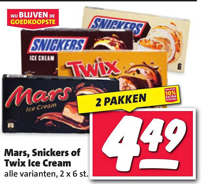 Mars, Snickers Of Twix Ice Cream Aanbieding bij Nettorama - FolderFeest.nl