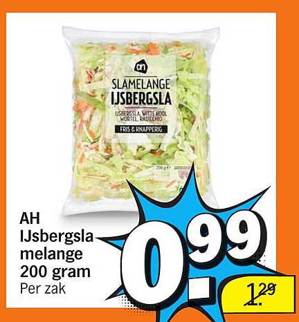 Ah Ijsbergsla Melange 200 Gram Aanbieding bij Albert Heijn - FolderFeest.nl