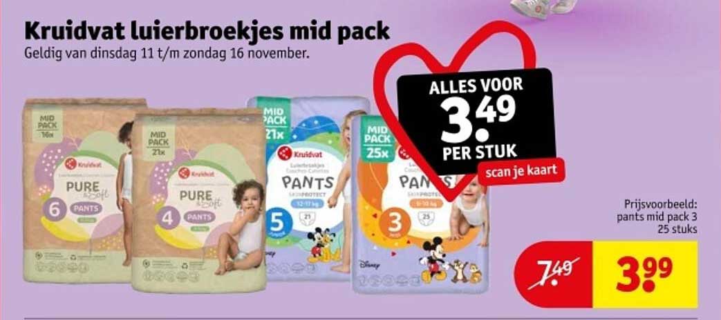 Kruidvat Luierbroekjes Mid Pack Aanbieding bij Kruidvat - FolderFeest.nl