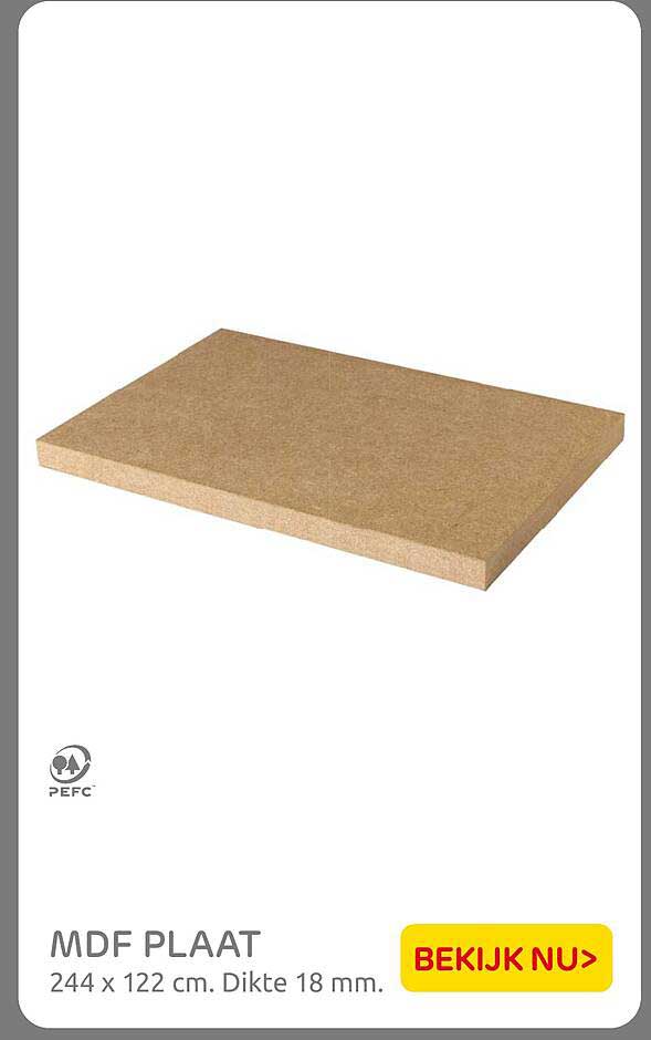 Mdf Plaat 244 X 122 Cm. Dikte 18 Mm. Aanbieding bij Praxis - FolderFeest.nl