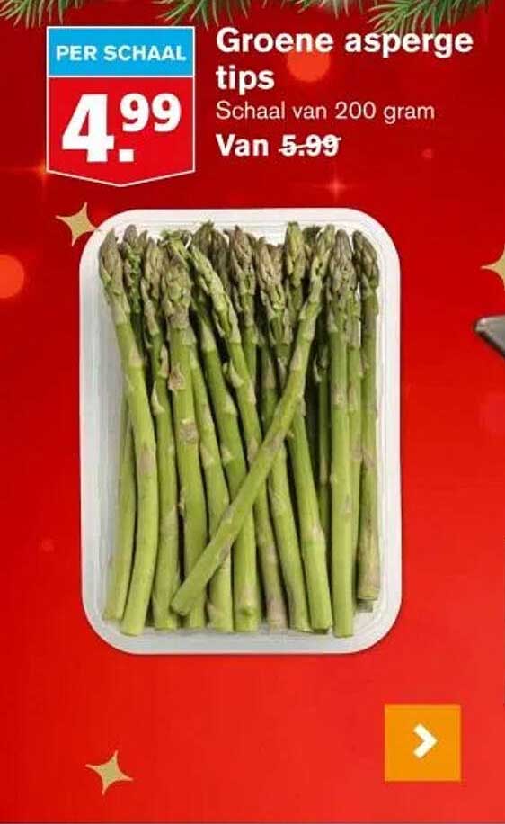 Groene Asperge Tips Aanbieding bij Hoogvliet - FolderFeest.nl