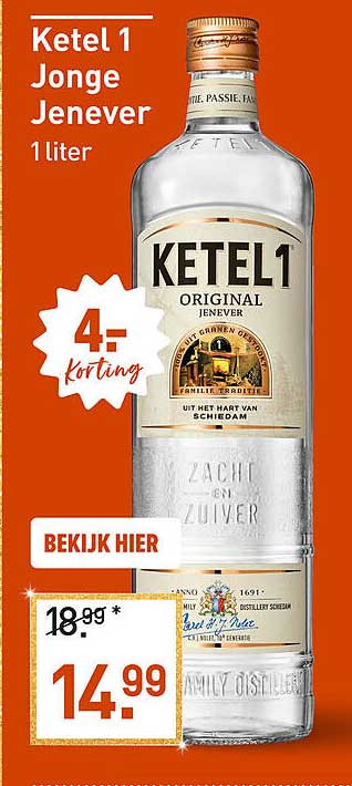 Ketel 1 Jonge Jenever 1 Liter Aanbieding bij Gall & Gall - FolderFeest.nl
