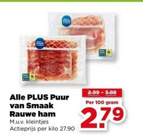 Alle Plus Puur Van Smaak Rauwe Ham Aanbieding bij PLUS - FolderFeest.nl