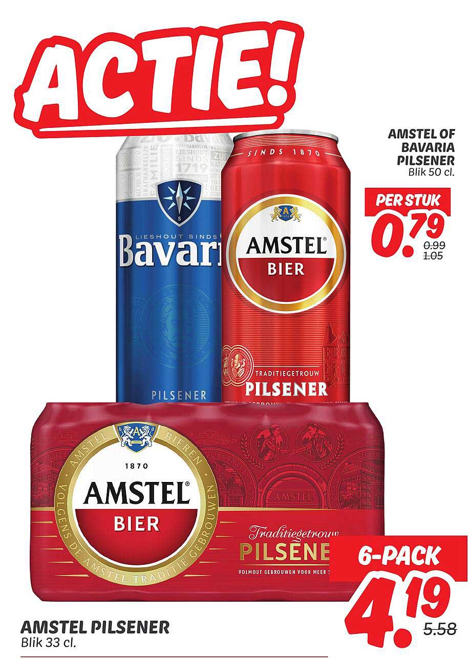 Amstel Of Bavaria Pilsener Blik 50 Cl. Aanbieding bij Dekamarkt ...