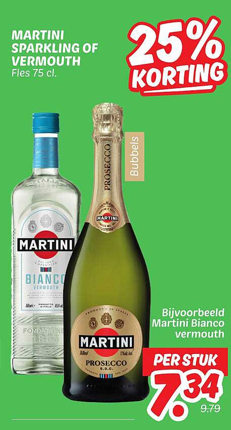 Martini Sparkling Of Vermouth Fles 75 Cl. Aanbieding bij Dekamarkt ...