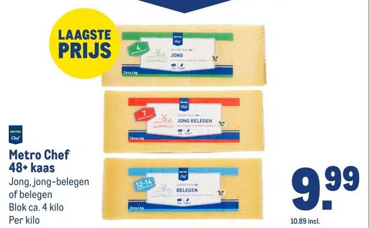 Metro Chef 48+ Kaas Jong, Jong-Belegen Of Belegen Blok Ca. 4 Kilo Per ...