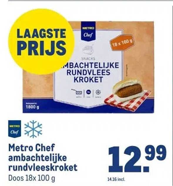 Metro Chef Ambachtelijke Rundvleeskroket Aanbieding bij Makro ...