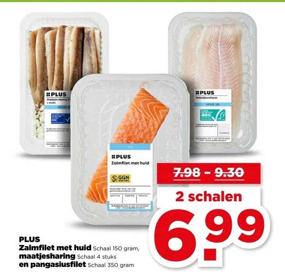 Zalmfilet Met Huid Schaal 150 Gram, Maatjesharing Schaal 4 Stuks En ...