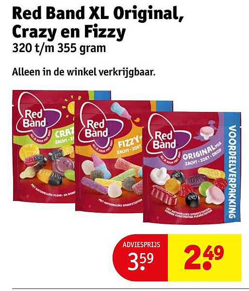 Red Band Xl Original, Crazy En Fizzy aanbieding bij Kruidvat
