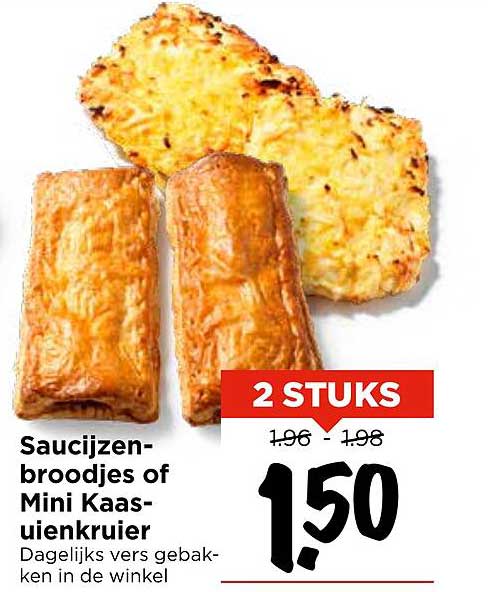 Saucijzenbroodjes Of Mini Kaas-Uienkruier aanbieding bij Vomar