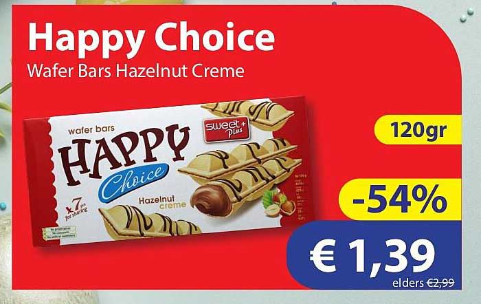 Happy Choice Wafer Bars Hazelnut Creme aanbieding bij Die Grenze