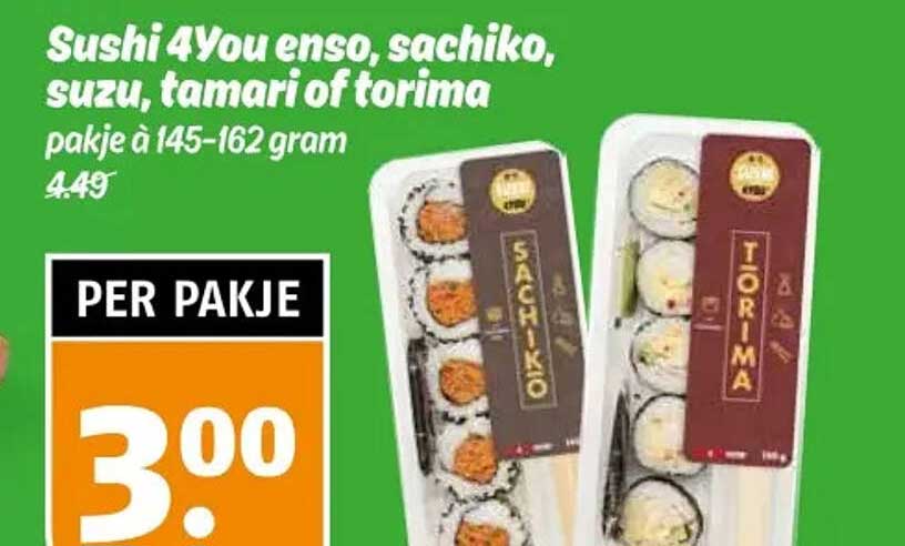 Sushi 4You Enso, Sachiko, Suzu, Tamari Of Torima Aanbieding bij Poiesz ...