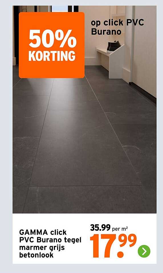 Gamma Click Pvc Burano Tegel Marmer Grijs Betonlook 50% Korting ...