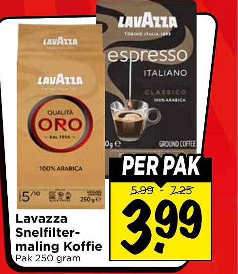 Lavazza Snelfiltermaling Koffie Pak 250 Gram Per Pak Aanbieding bij ...