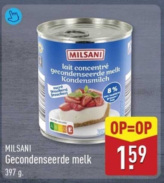 Milsani Gecondenseerde Melk 397 G Op=Op Aanbieding bij ALDI ...