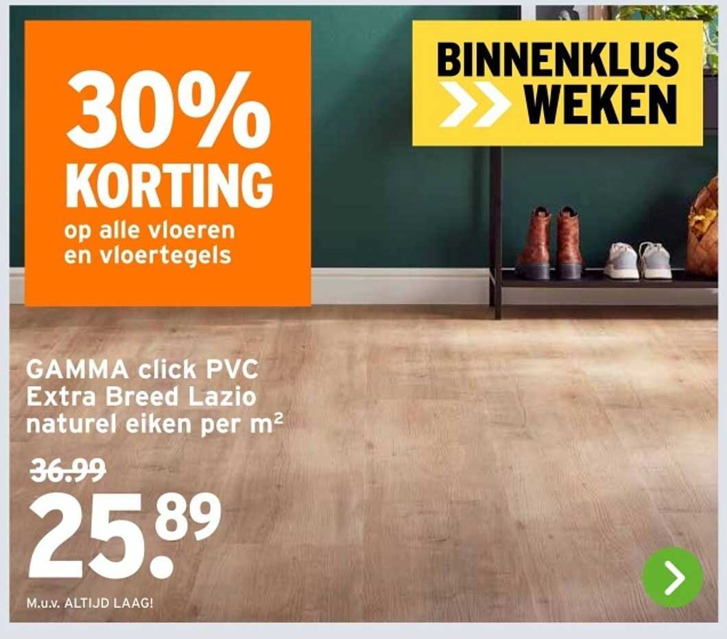 Gamma Click Pvc Extra Breed Lazio Naturel Eiken Per M² aanbieding bij GAMMA