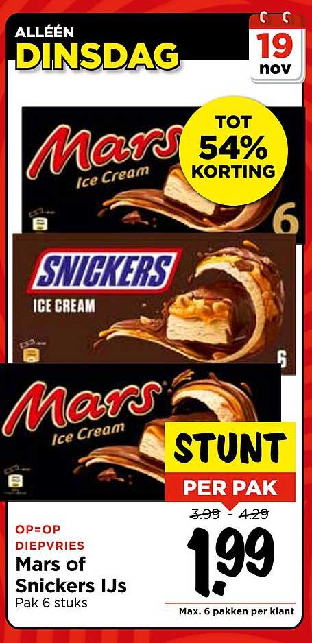 Mars Of Snickers Ij's aanbieding bij Vomar