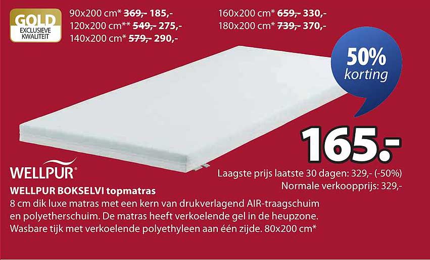 Wellpur Bokselvi Topmatras Aanbieding bij Jysk - FolderFeest.nl