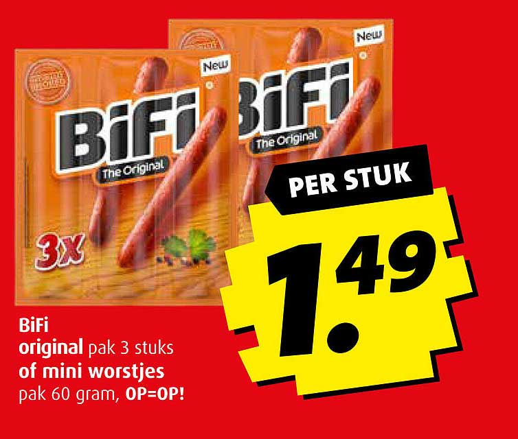 Bifi Original Pak 3 Stuks Of Mini Worstjes aanbieding bij Boni
