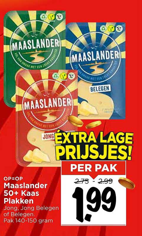 Maaslander 50+ Kaas Plakken Aanbieding bij Vomar - FolderFeest.nl