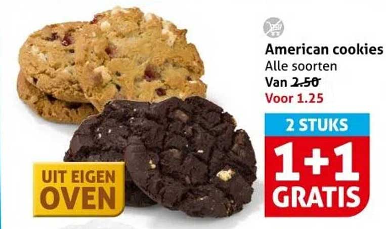 American Cookies Alle Soorten Aanbieding bij Hoogvliet - FolderFeest.nl