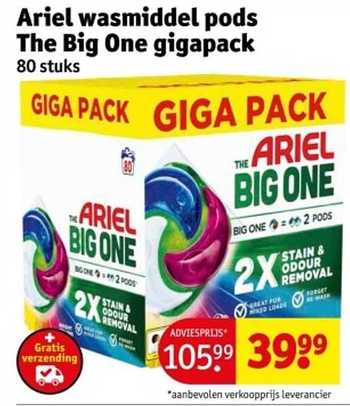 Ariel Wasmiddel Pods The Big One Gigapack 80 Stuks Aanbieding bij ...