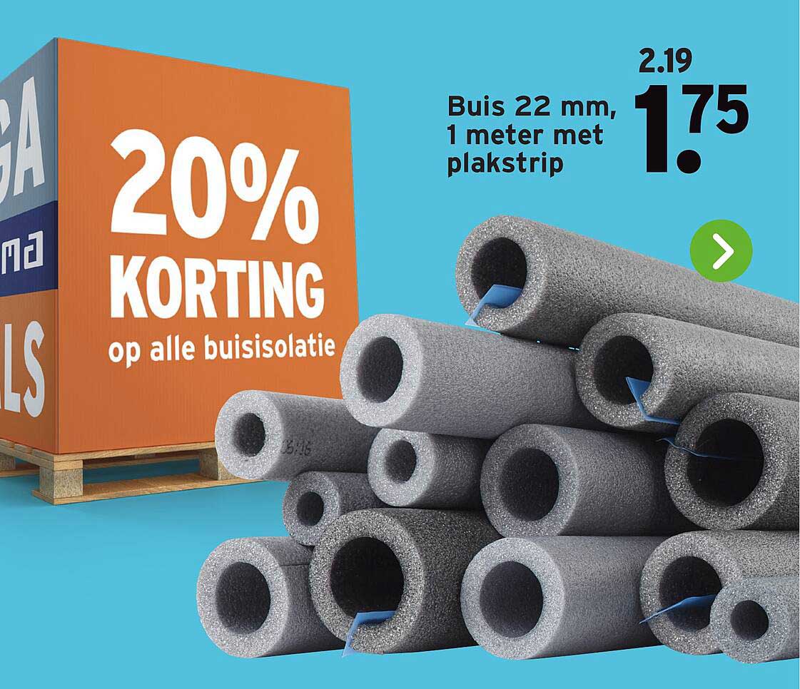 Buis 22 Mm, 1 Meter Met Plakstrip Aanbieding bij GAMMA - FolderFeest.nl