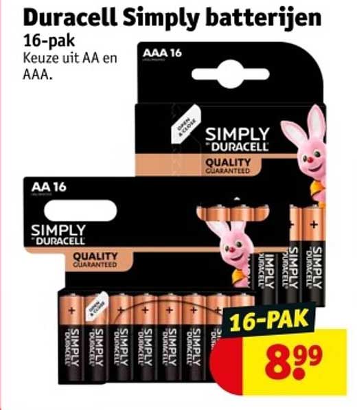 Duracell Simply Batterijen 16-Pak Aanbieding bij Kruidvat - FolderFeest.nl