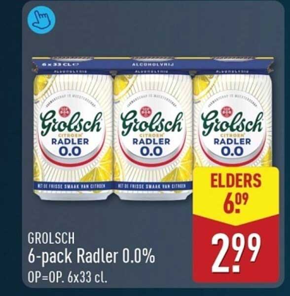 Grolsch 6-Pack Radler 0.0% Aanbieding bij ALDI - FolderFeest.nl