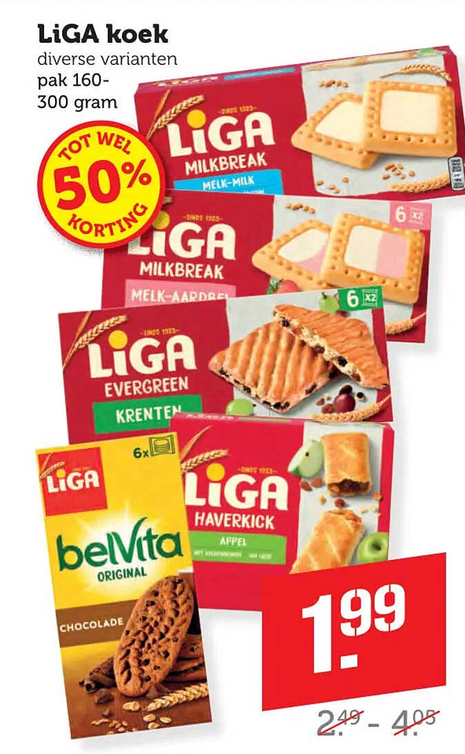 Liga Koek Diverse Varianten Pak 160-300 Gram Aanbieding bij Coop ...