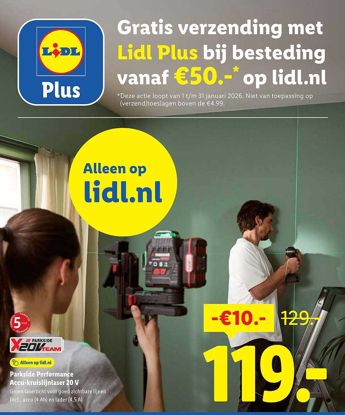 Parkside Performance Accu-Kruislijnlaser 20 V Aanbieding bij Lidl ...
