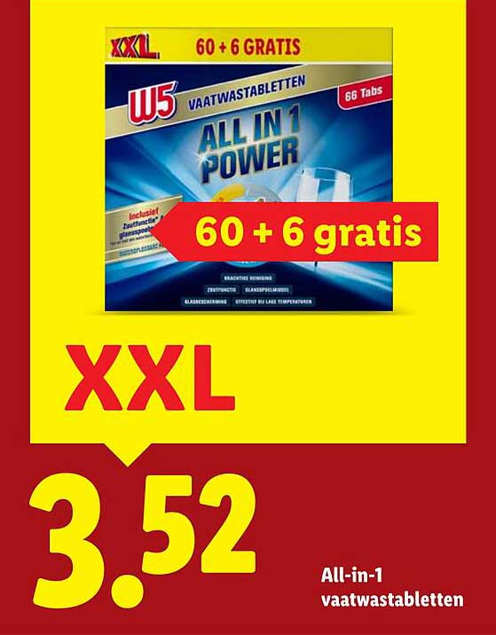 W5 Vaatwastabletten All In 1 Power Aanbieding bij Lidl - FolderFeest.nl