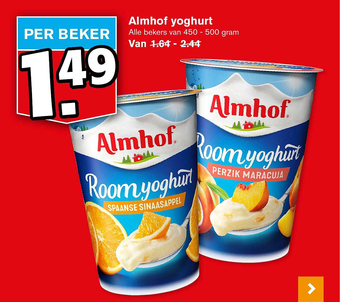 Almhof Roomyoghurt aanbieding bij Hoogvliet