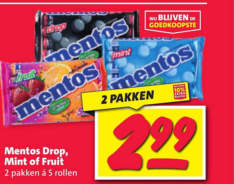 Mentos Drop, Mint Of Fruit aanbieding bij Boni