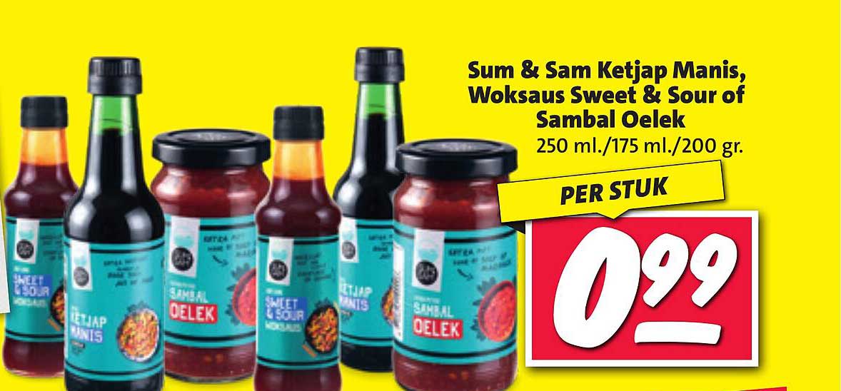 Sum & Sam Ketjap Manis, Woksaus Sweet & Sour Of Sambal Oelek Aanbieding ...