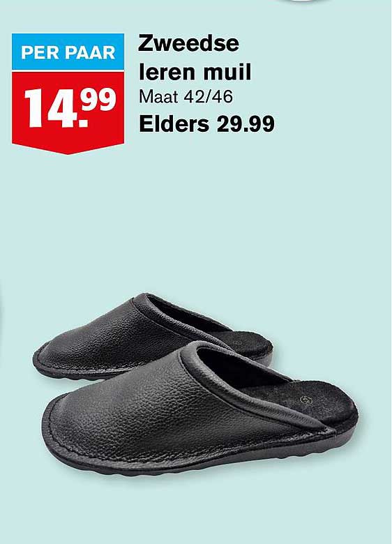 Zweedse Leren Muil aanbieding bij Hoogvliet