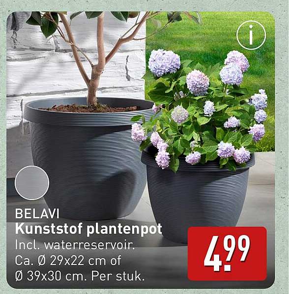 Belavi Kunststof Plantenpot Aanbieding bij ALDI - FolderFeest.nl