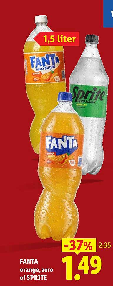 Fanta Orange, Zero Of Sprite 1,5 Liter -37% Aanbieding bij Lidl ...