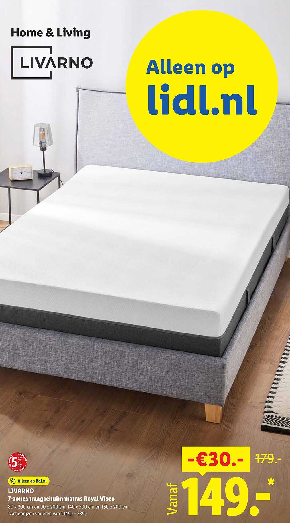 Livarno 7-Zones Traagschuim Matras Royal Visco Aanbieding bij Lidl ...