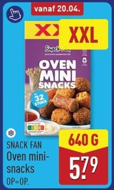 Snack Fan Oven Mini-Snacks Op=Op. Aanbieding bij ALDI - FolderFeest.nl