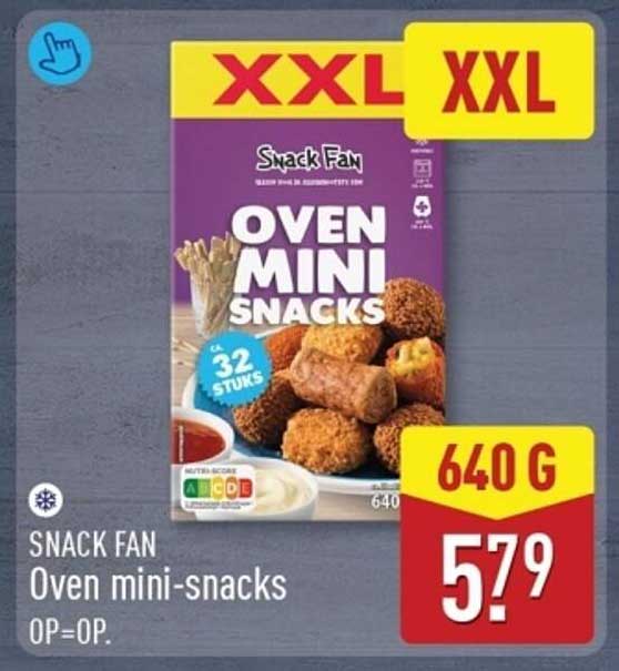 Snack Fan Oven Mini-Snacks Xxl 640 G Aanbieding bij ALDI - FolderFeest.nl