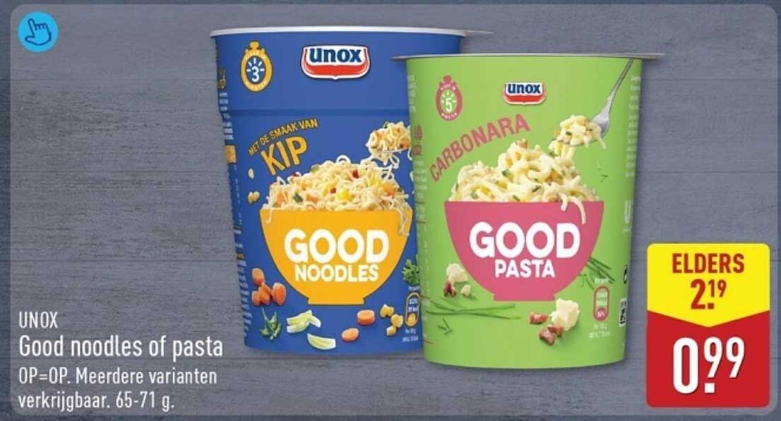 Unox Good Noodles Of Pasta Aanbieding bij ALDI - FolderFeest.nl
