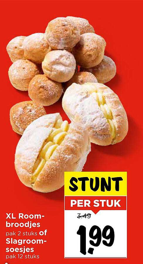 Xl Room-Broodjes Pak 2 Stuks Of Slagroom-Soesjes Pak 12 Stuks ...
