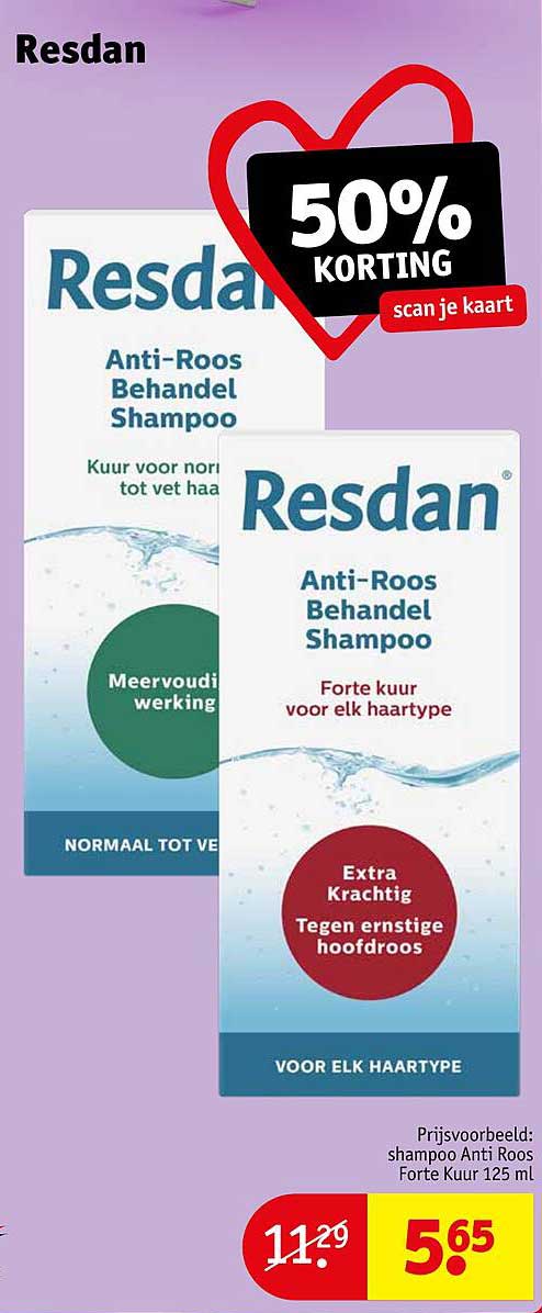Resdan Anti-Roos Behandel Shampoo aanbieding bij Kruidvat