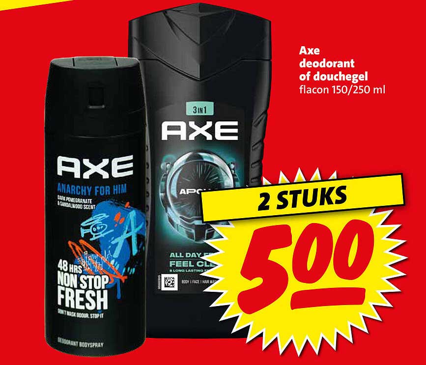 Axe Deodorant Of Douchegel Flacon 150/250 Ml Aanbieding bij Boni ...
