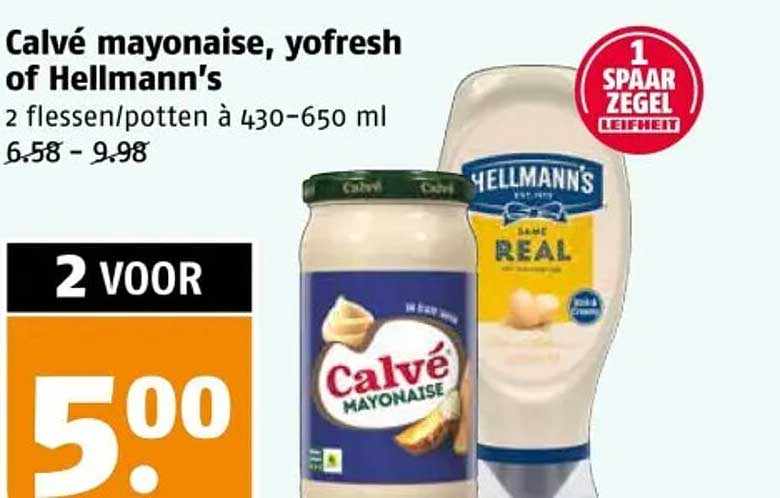 Calvé Mayonaise, Yofresh Of Hellmann’s Aanbieding bij Poiesz ...