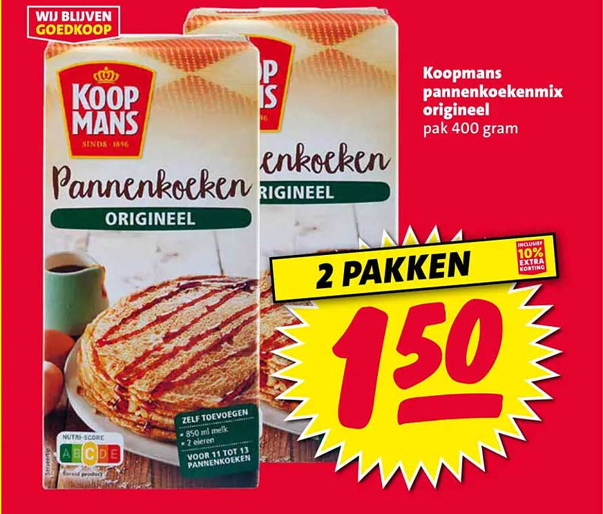Koopmans Pannenkoekenmix Origineel Aanbieding bij Nettorama ...